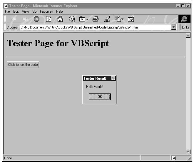 Chapter 2 -- The VBScript Language